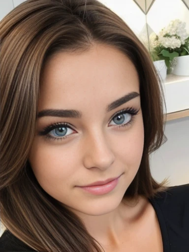 Photo d'une femme brune de 20 ans, qui a un visage très naturel - SeaArt AI