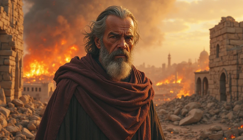 Create a realistic image of the face of a standing prophet, With an ...
