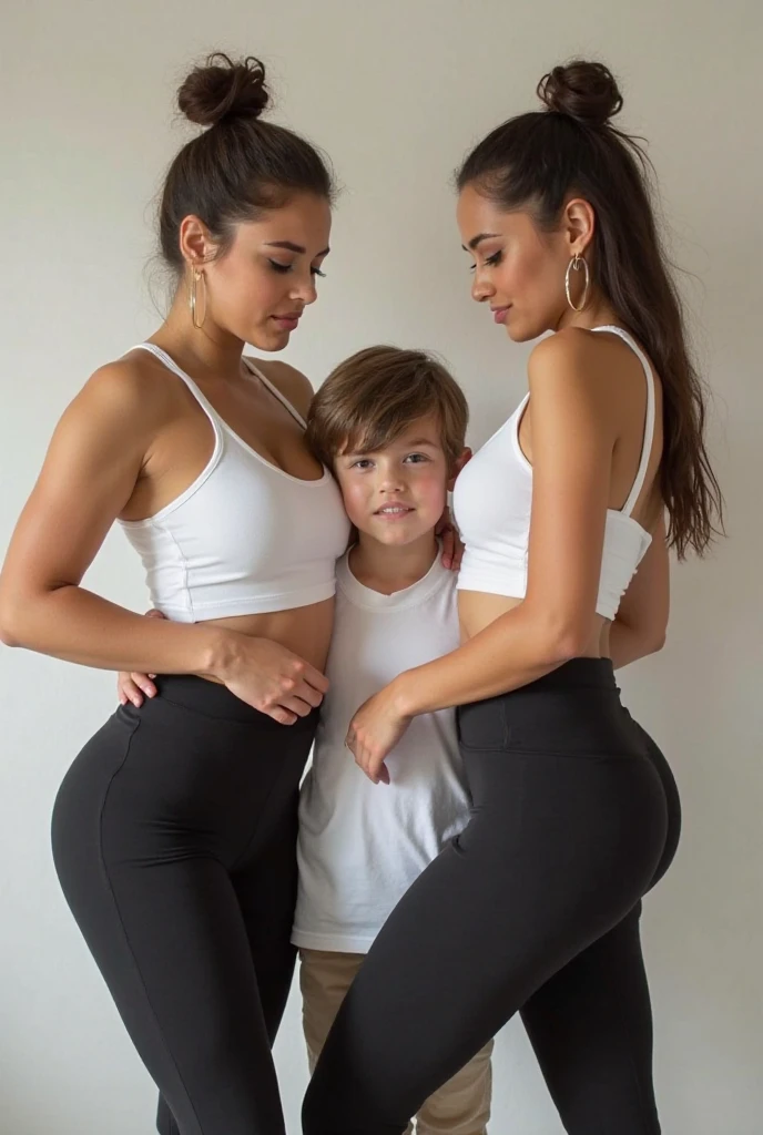 Two beautiful stunning bombshell white brunnete sisters with hourglass ...