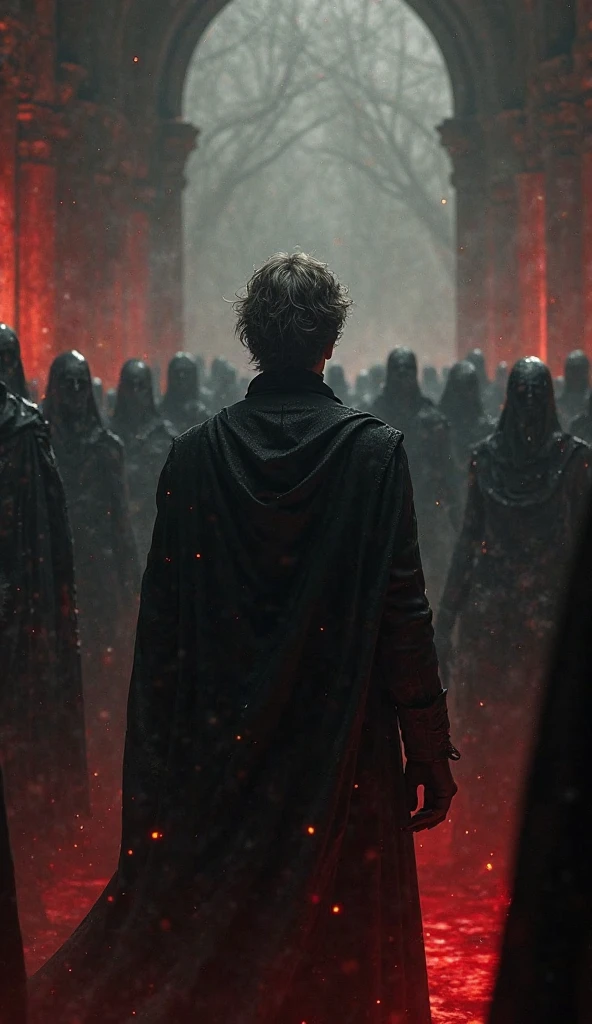 Friedrich Nietzsche in a Gothic setting is surrounded by darkness ...