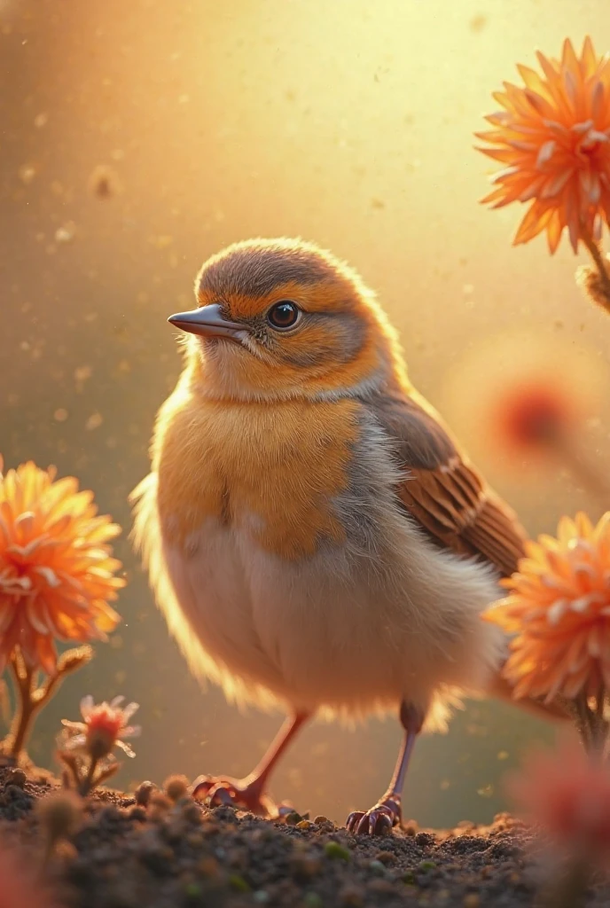 A captivating close-up of a gorgeous little bird illuminated by soft ...