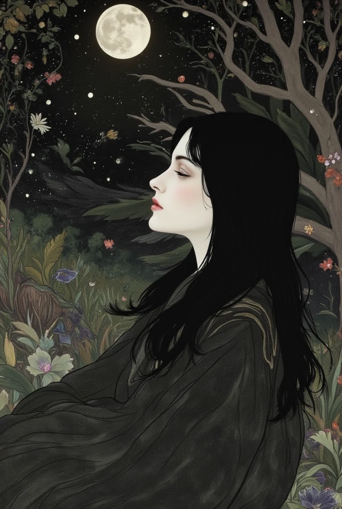 Side view, dynamic pose,dynamic angle,very pretty face,Black Wing ...