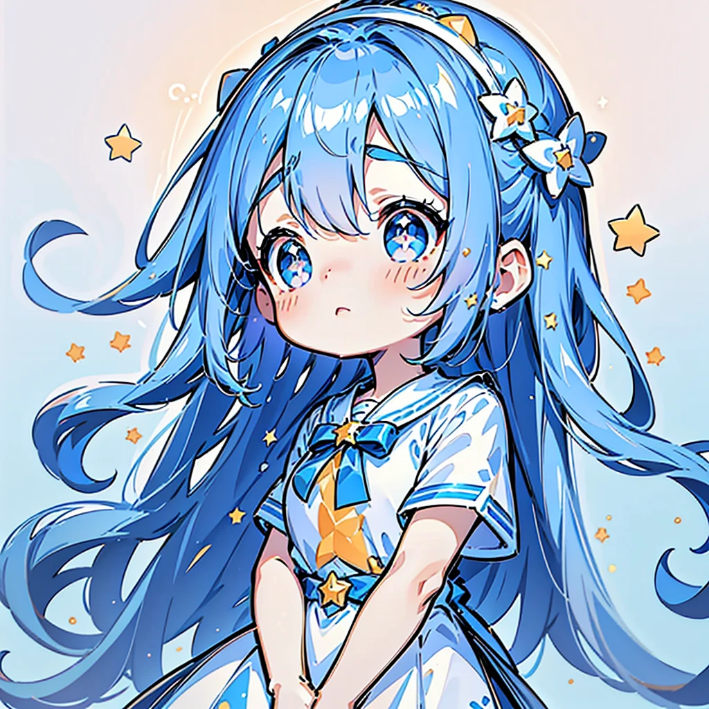 Vtuber-halfbody、Star Fairy Idol、Navy and orange space pattern clothes ...
