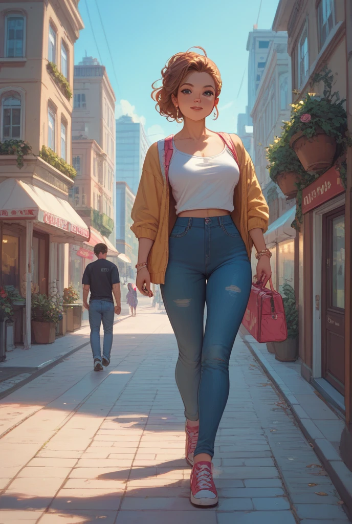 Cakeplayer Minita, walking in a city - SeaArt AI