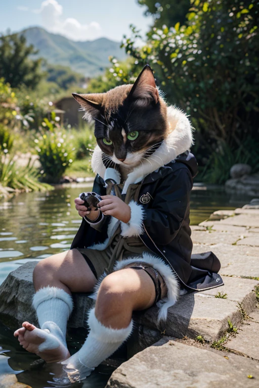 A cheerful anthropomorphic cat version of Venti from Genshin Impact ...