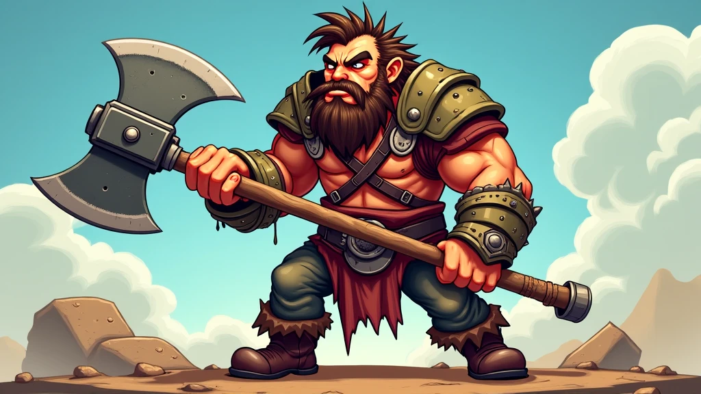 Man with an ax, Fantasy, poorly dressed , game character, bright ...