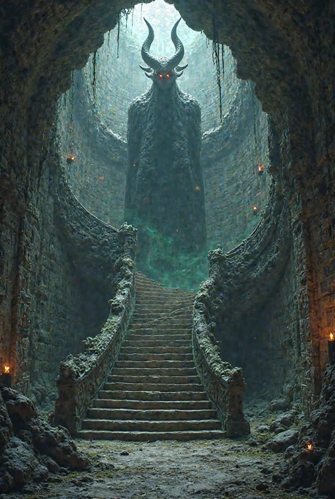 Vepar in the stone where the Los Angeles Staircase descends - SeaArt AI