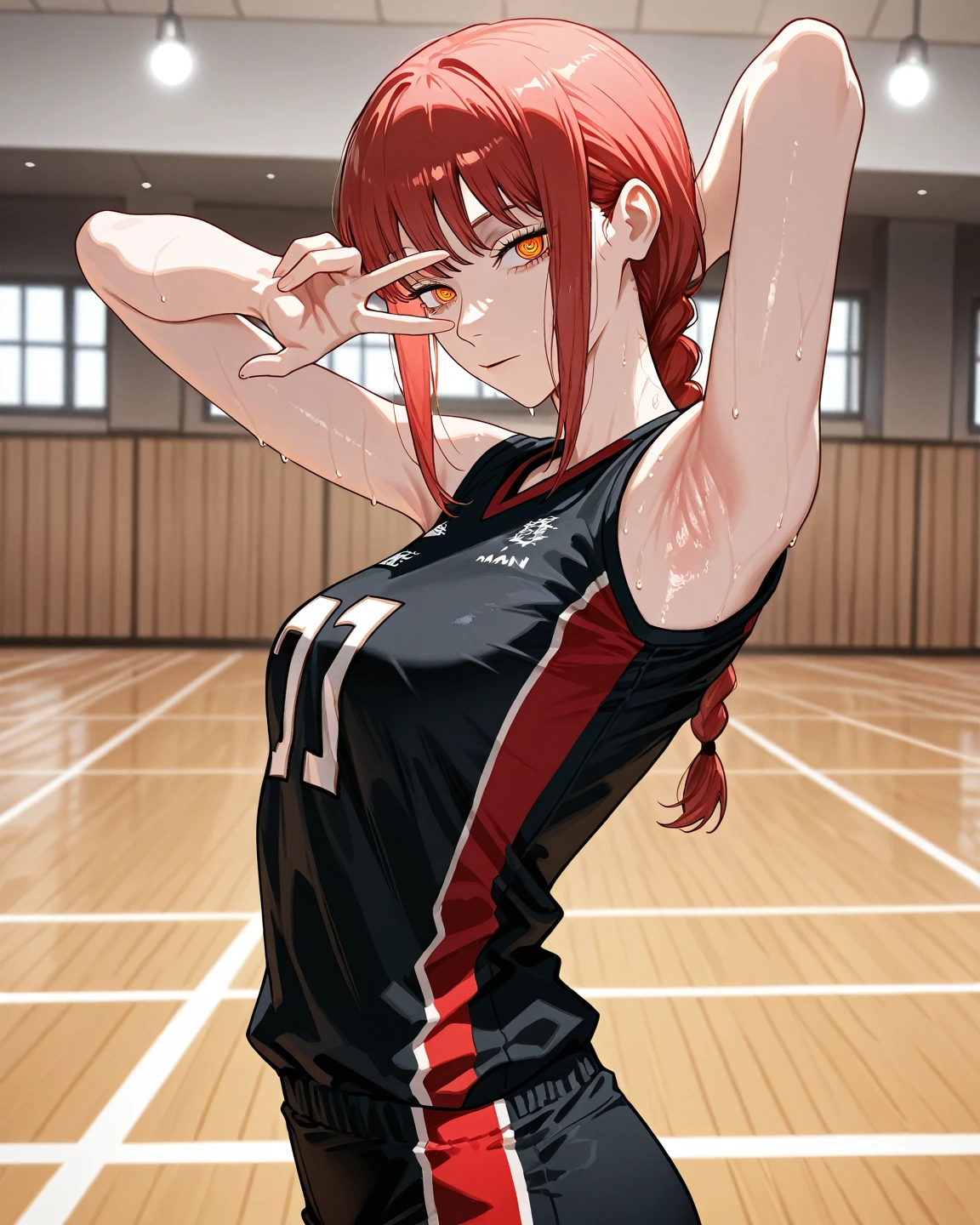 makima_v1, makima (chainsaw man), 1girl, red hair, ringed eyes - SeaArt AI