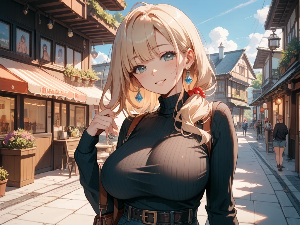 Nsfw nipless black turtleneck, picture-style Japanese woman with super big breas - SeaArt AI