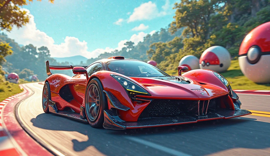 Fantastic colorful summer track,highly detailed sports racing car ...