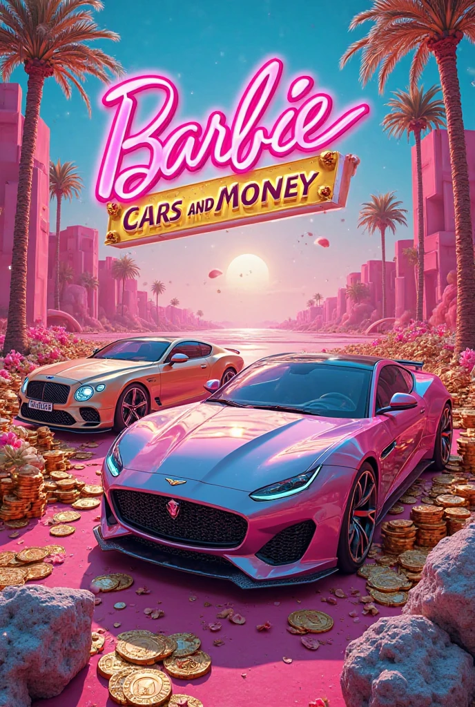 Make me an album cover in Barbie style but it should be rap and without ...