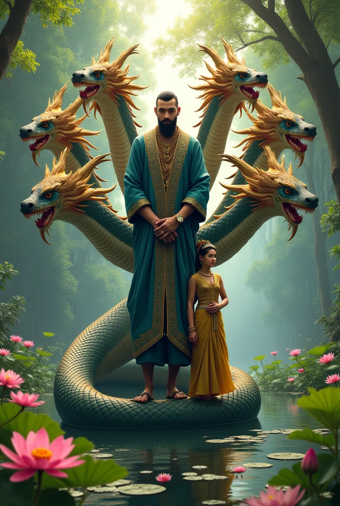 Create a detailed, mythological artwork inspired by Southeast Asian or ...