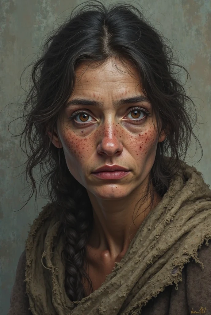 Can you draw a picture of a poor woman who look 30 years old - SeaArt AI