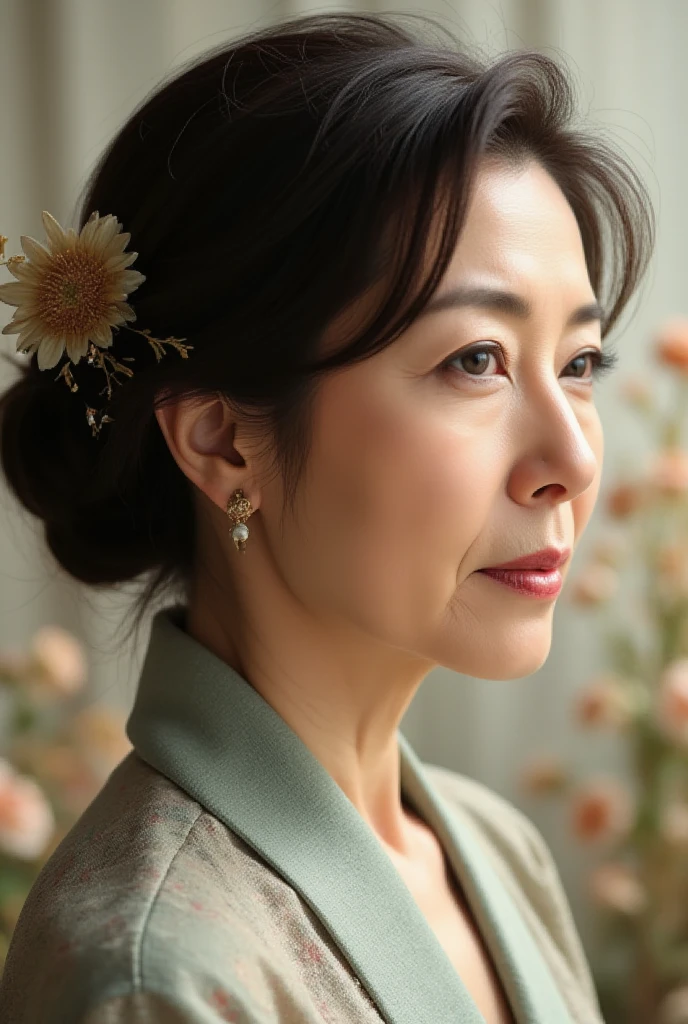 Mature Japanese woman, 48 years old, ultra realistic, cinematic ...
