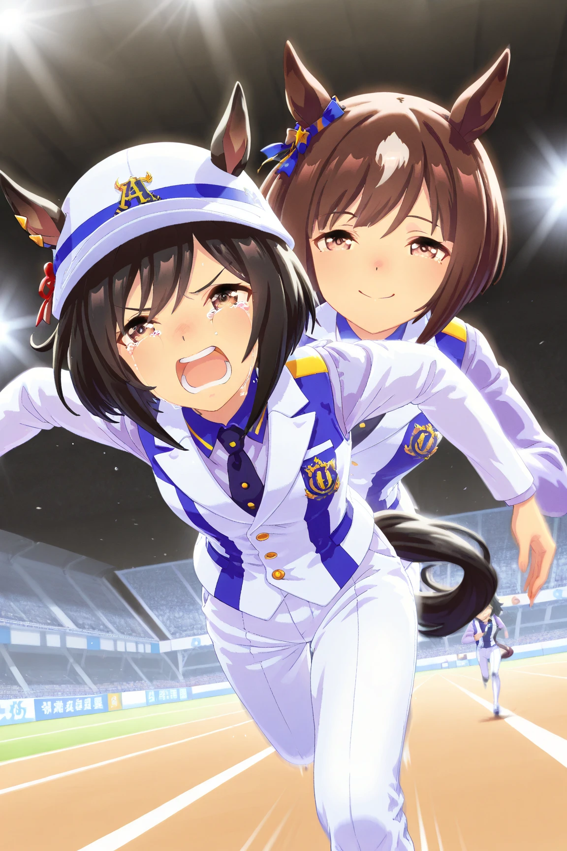 Anime style,dutch angle,Looking ahead,afternoon,((NAKAYAMA horse race ...