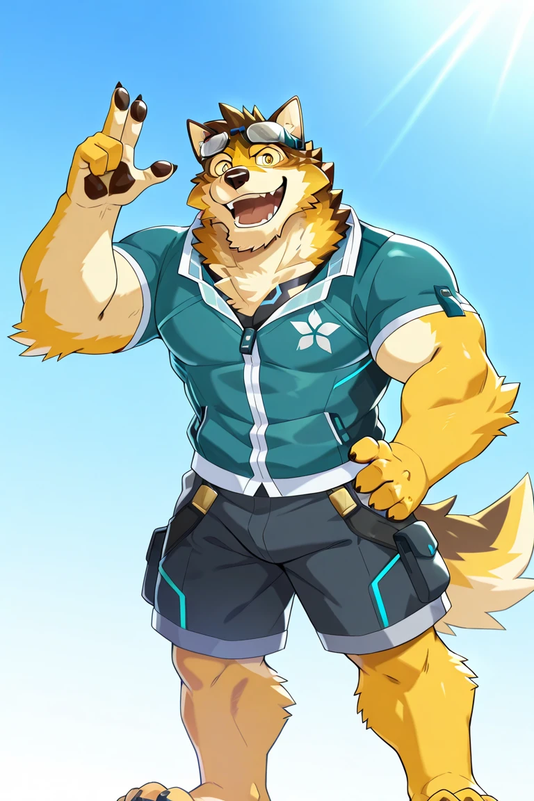 B4rre1, live a hero, furry, furry male, muscular, 1boy, solo - SeaArt AI