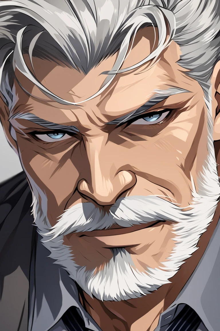 Handsome man , (70 years old) , illustration , grey hairs , short hairs ...