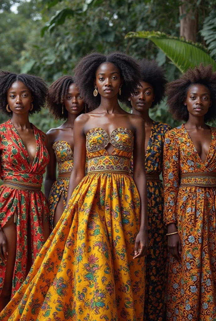 8 models of African high fashion outfits - SeaArt AI