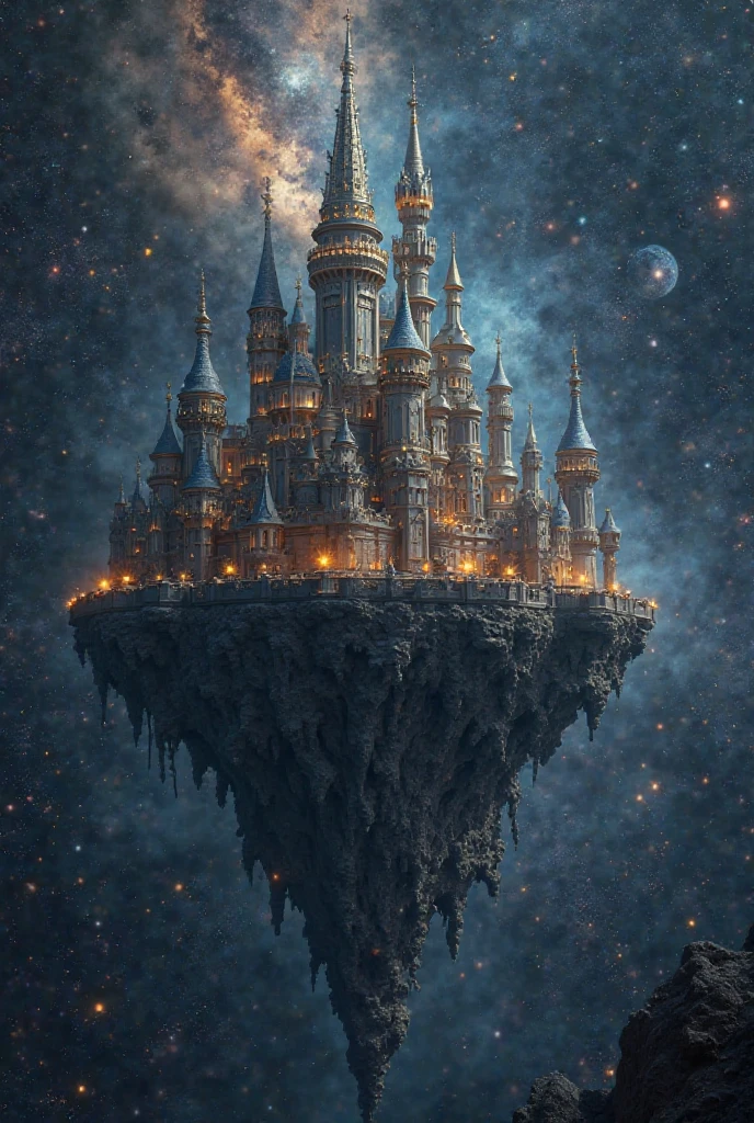Castle in the Sky floats in space - SeaArt AI