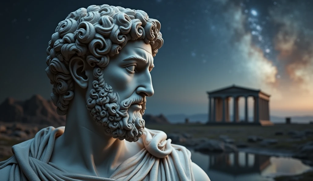 Ultra-realistic stoic marble statue, representing Marcus Aurelius ...