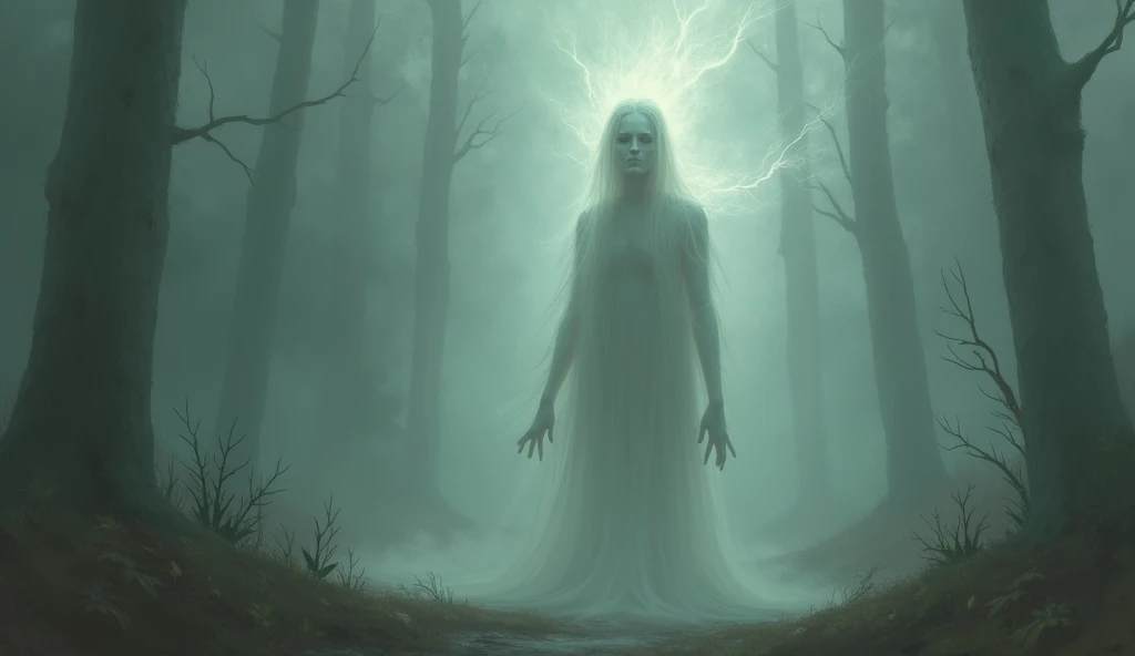 Create an image (Sfumato style painting) Of a disincarnating spirit ...