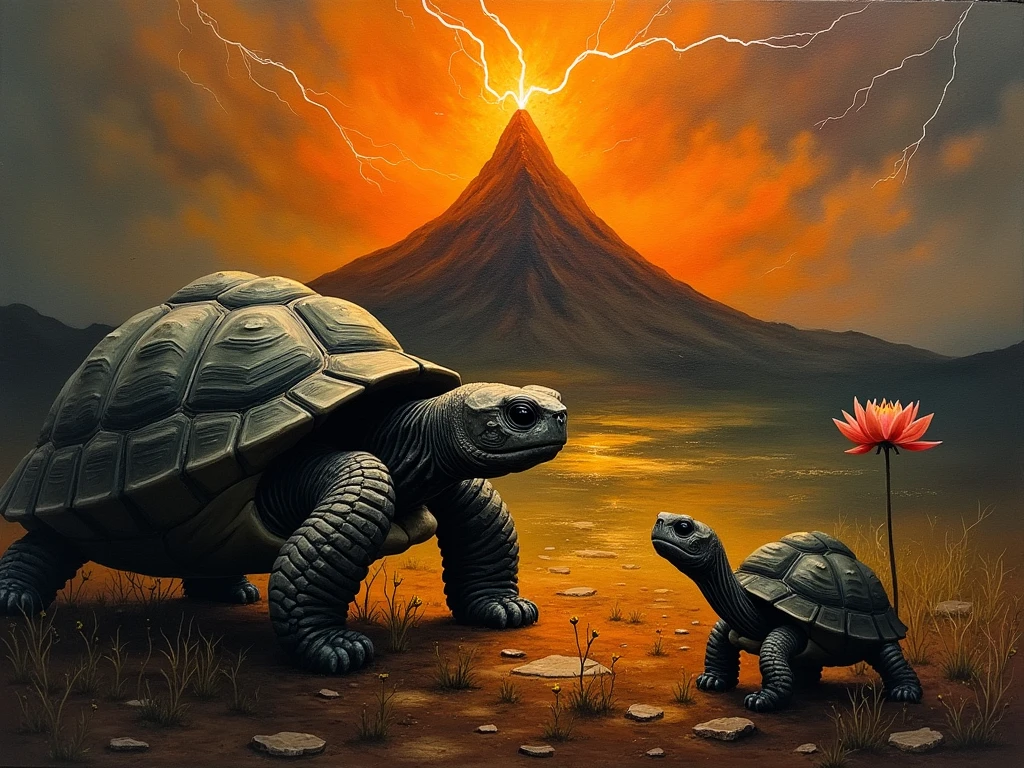 Dramatic contemporary painting with harsh brush strokes where a small ...