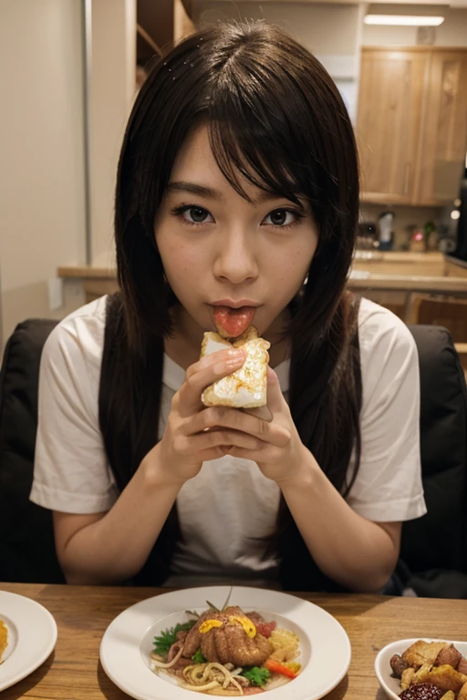 Make me a picture of an anime boy mukbang - SeaArt AI