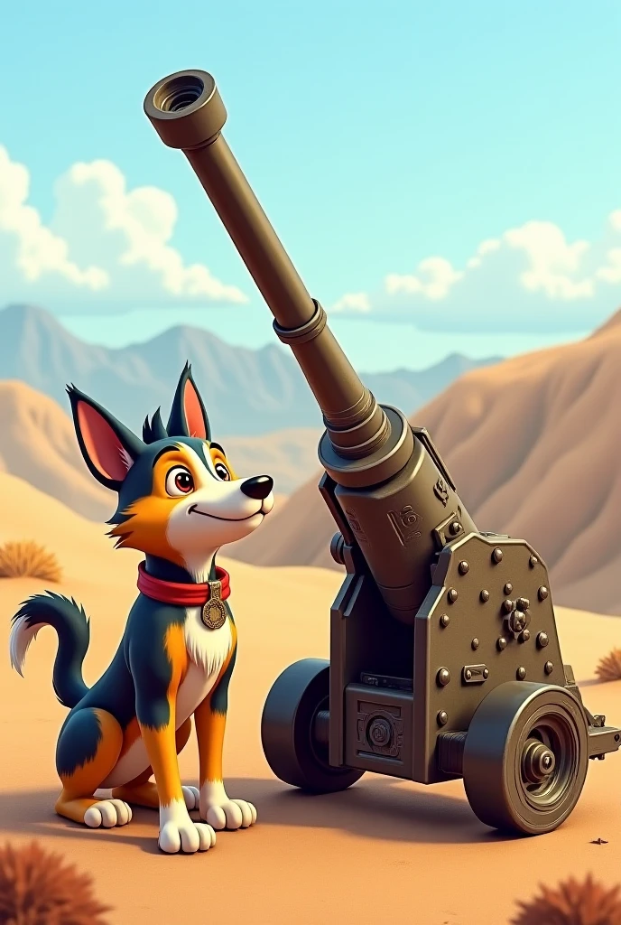 And this cannon placed on the ground is used by the dog - SeaArt AI