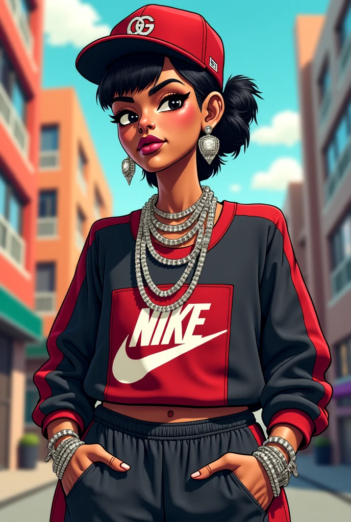 Create a character dressed as a Nike with chains and jewelry - SeaArt AI
