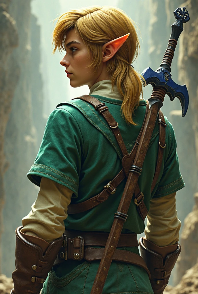 Zelda Link's, head 3/4 rear view, hyper realistic, masterpiece - SeaArt AI