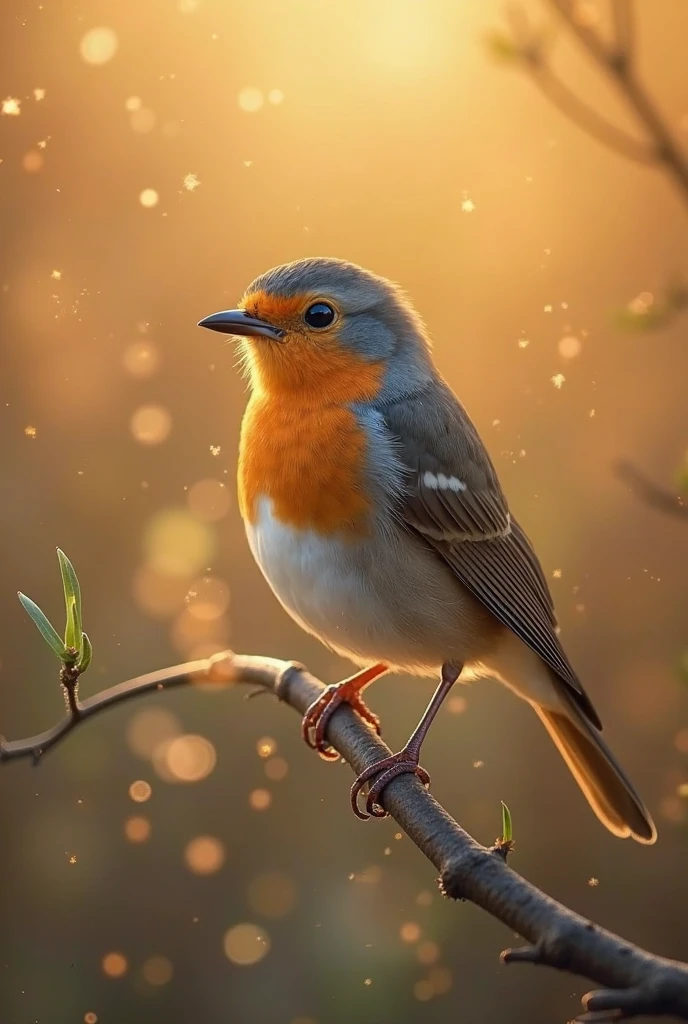 A mesmerizing close up portrait of a beautiful little bird illuminated ...