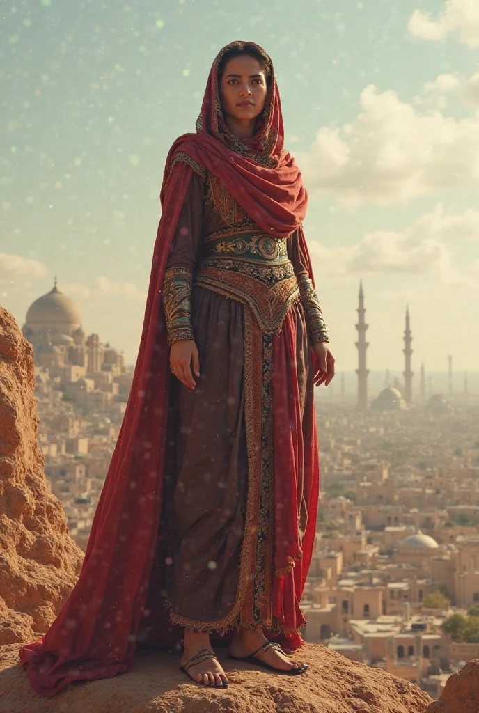 A beautiful Palestinian woman with Arab features stands tall on the ...