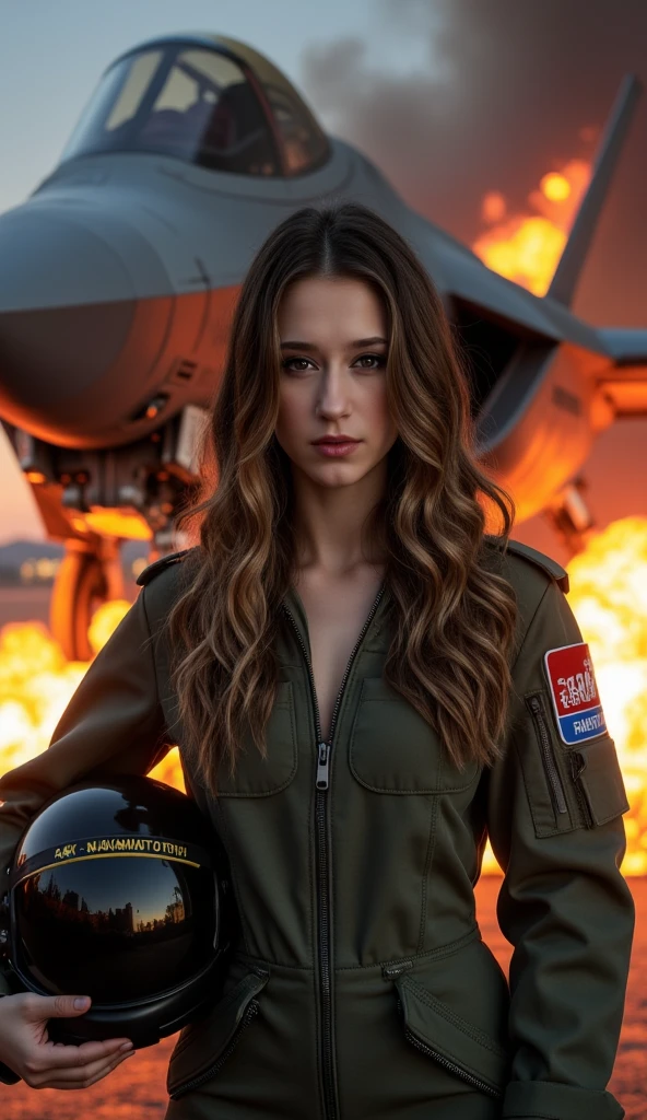 A breathtakingly beautiful female military jet pilot, radiating ...