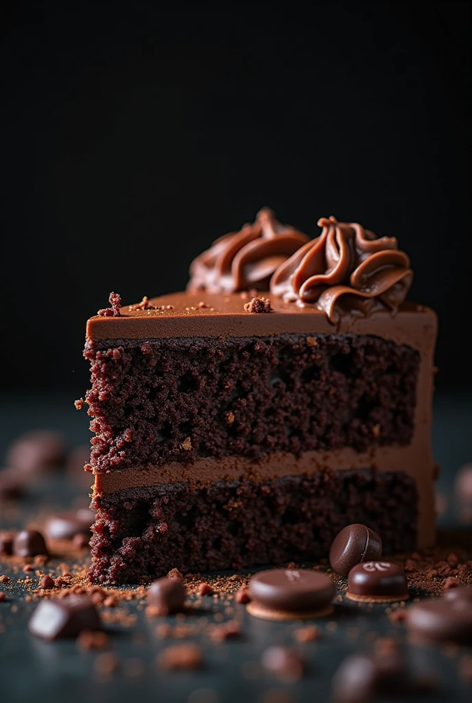 Cinematic film still chocolate, chocolate cake, dark background - SeaArt AI