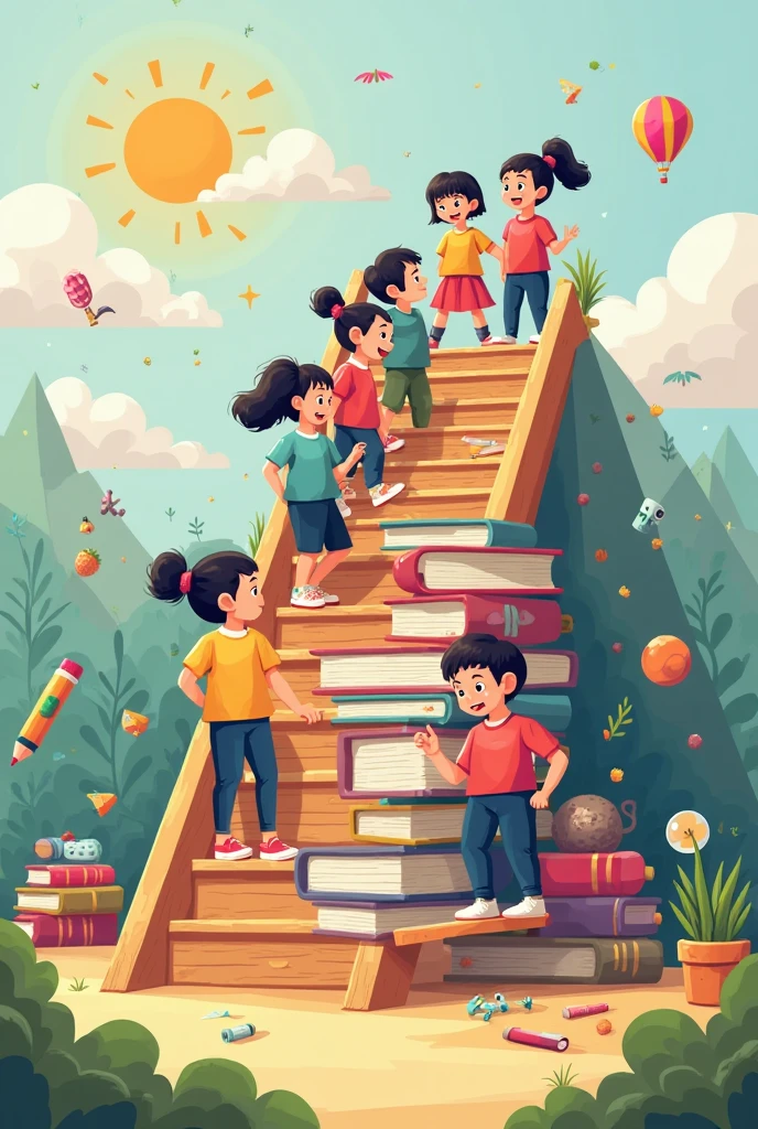 Education ladder illustration for lower primary school s - SeaArt AI