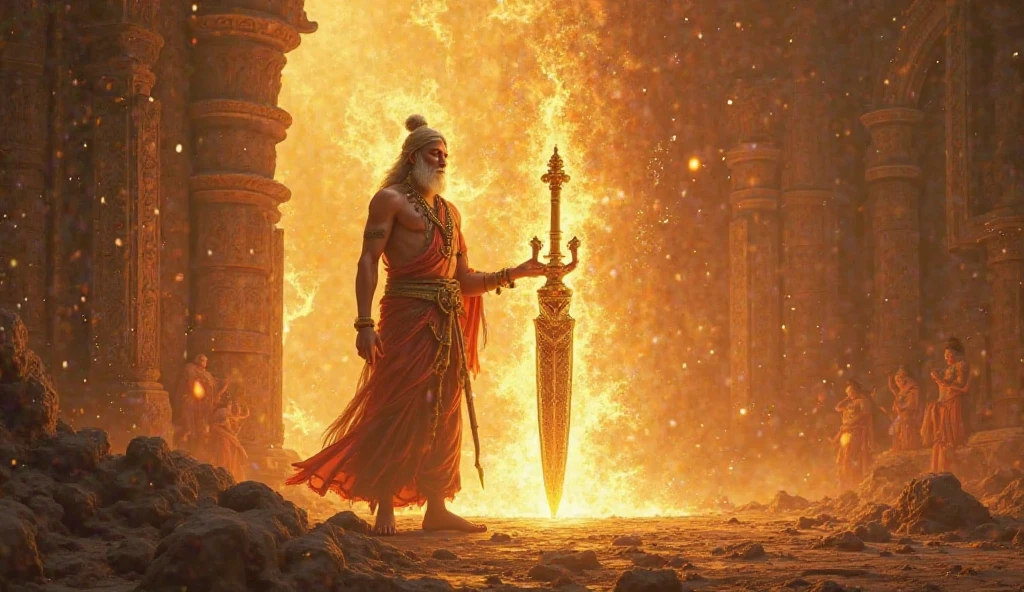 "A highly realistic and divine scene depicting Vishwakarma, the ...