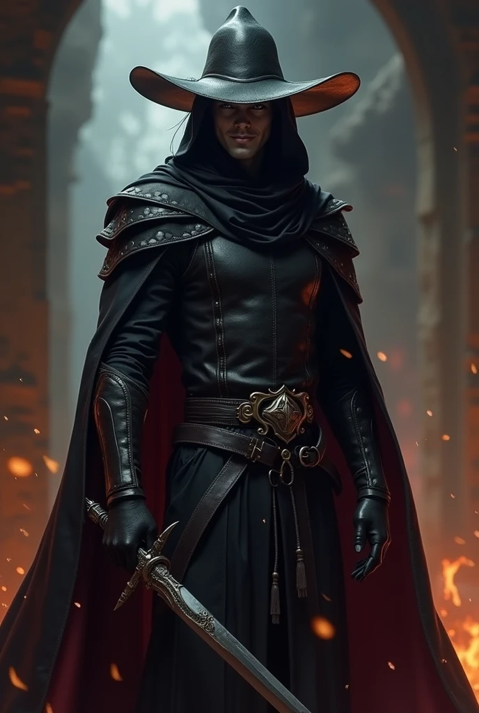 A dark elf (drow) Illrigger, Hellspeaker subclass, clad in sleek ...