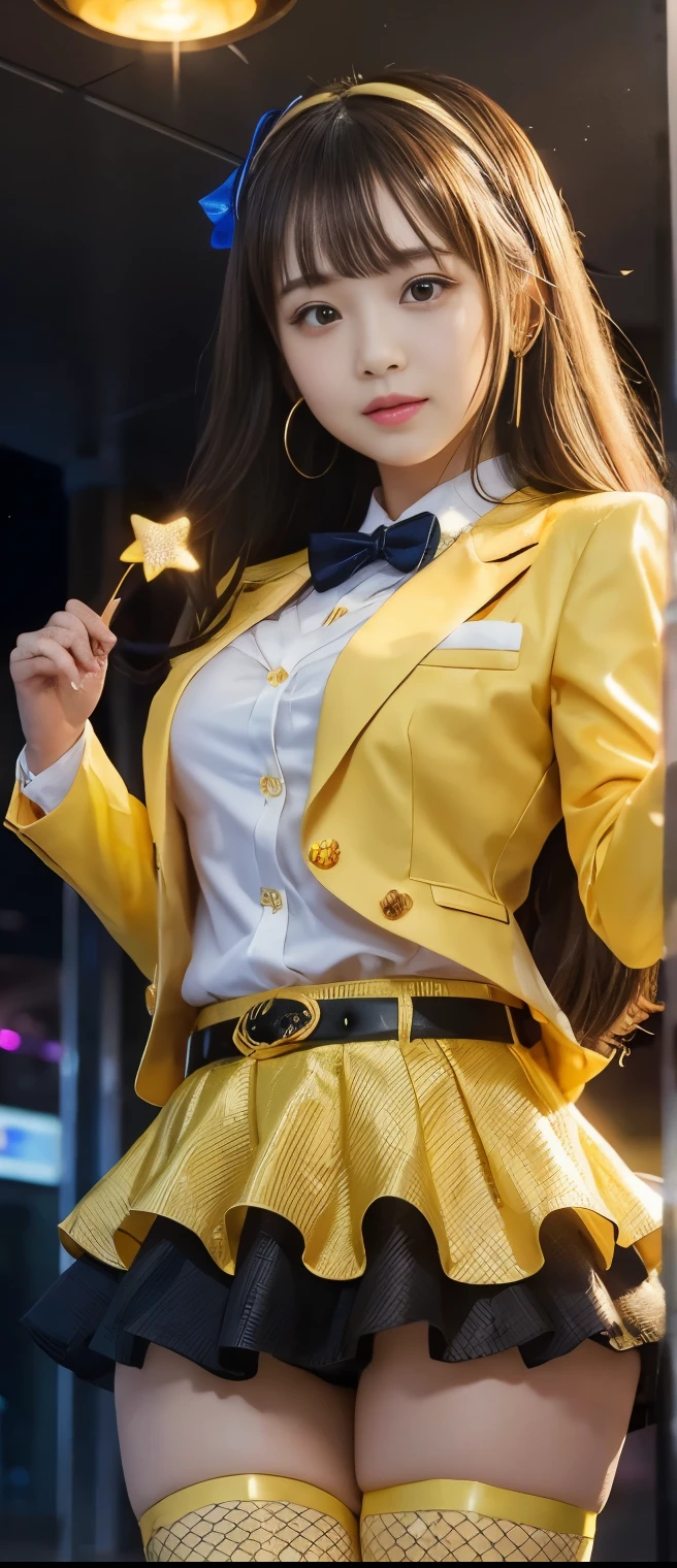 Formal idol girl、A pure girl's face、 hypo、miniskirt、yellow gold formal ...