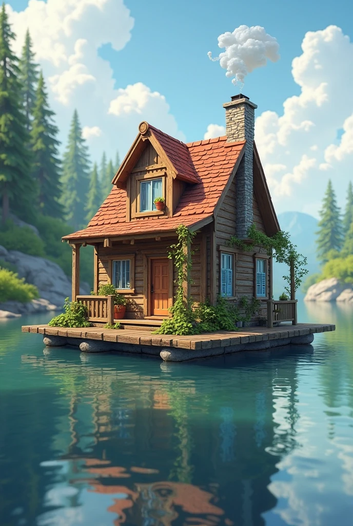 Floating house on the water - SeaArt AI