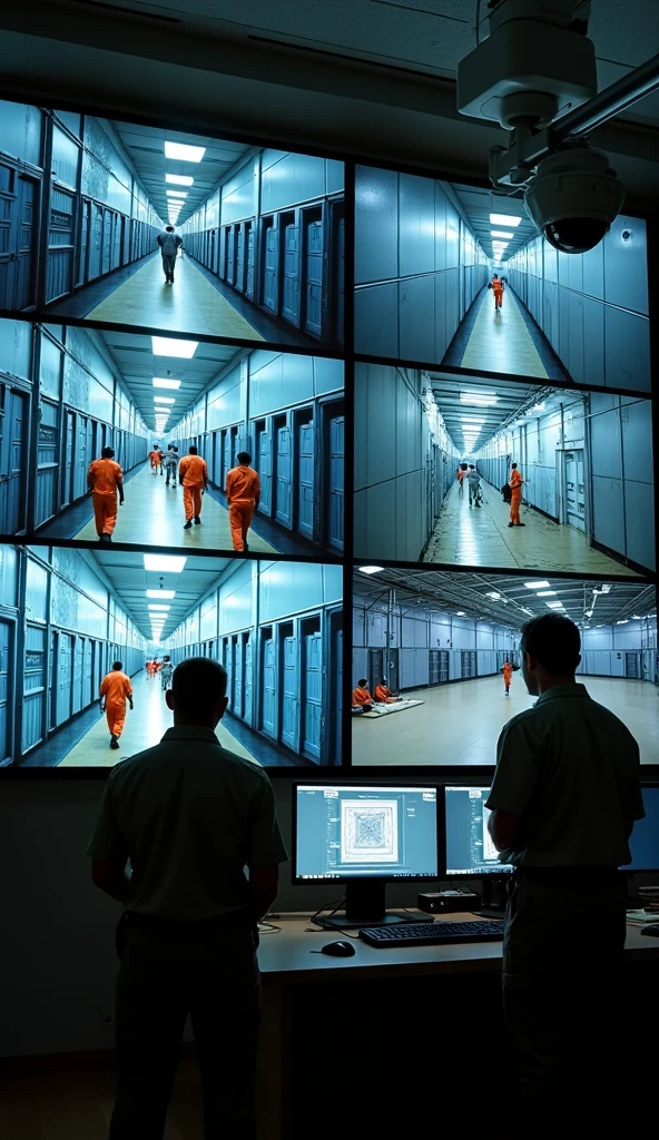 Inside a prison in the US, modern surveillance camera systems are ...