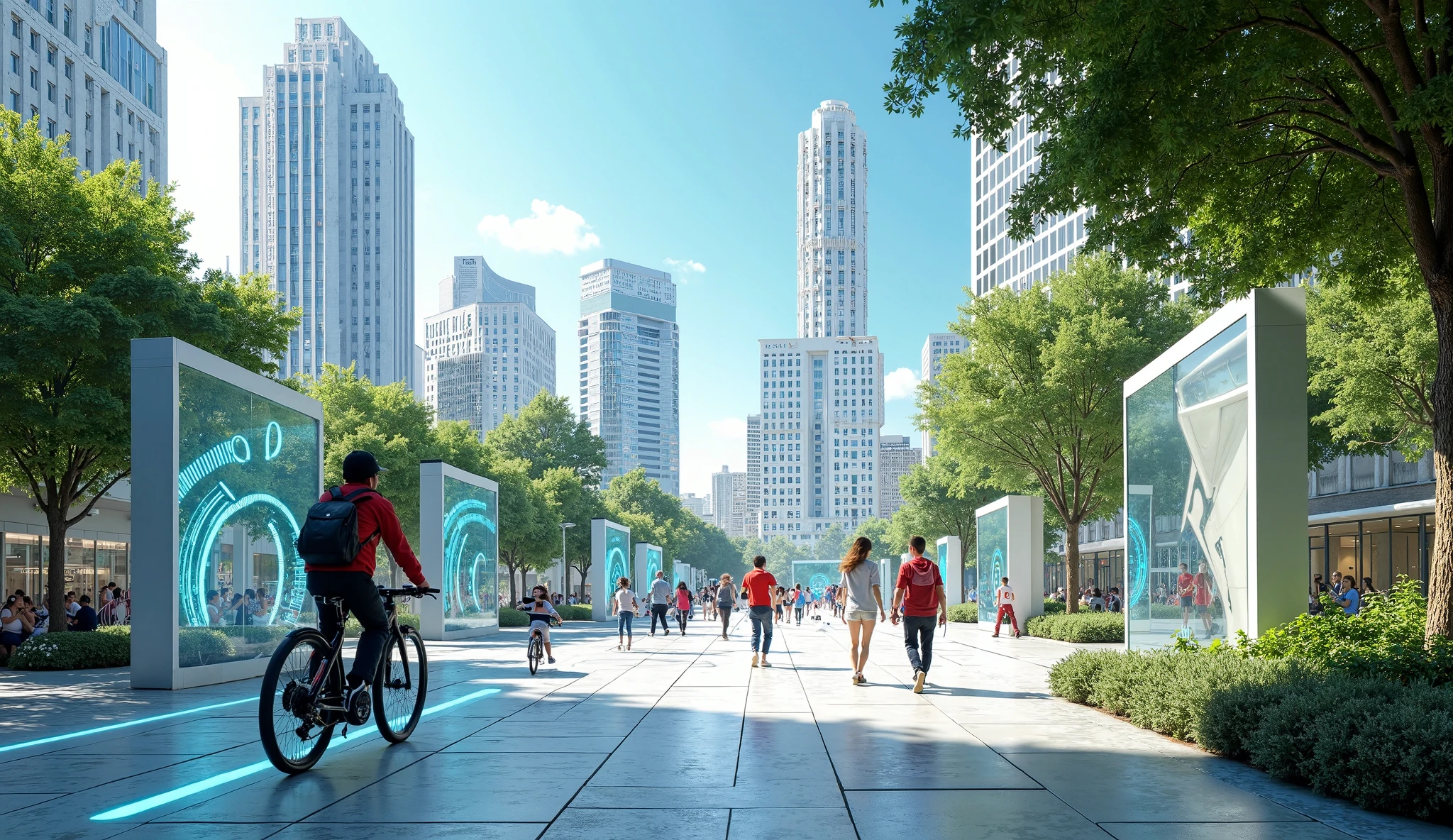 Futuristic Urban Playground: "A futuristic city park in June with ...