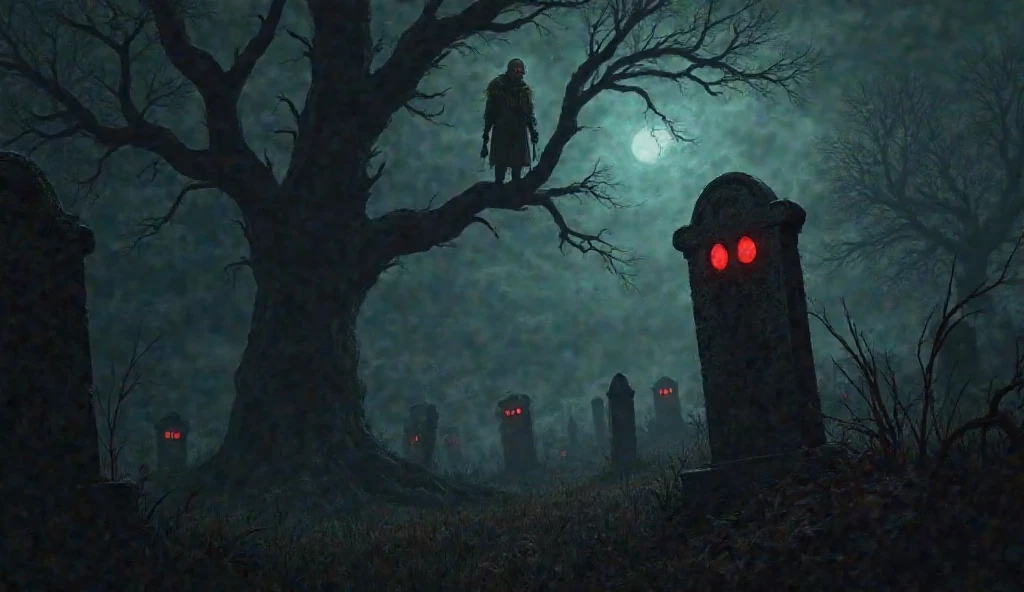 **Horror Thumbnail Prompt:** *"A haunted, abandoned graveyard shrouded ...