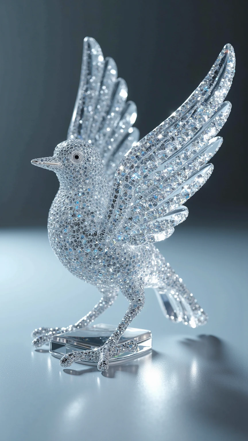 A beautiful crystal bird, a diamond in the shape of an American robin ...