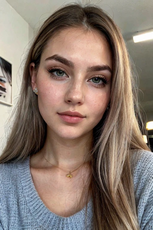 Ultra-realistic close-up selfie of a young Eastern European woman ...