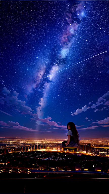Octant, sky, star (sky), Scenery, starry sky, night, 1 girl, night sky ...