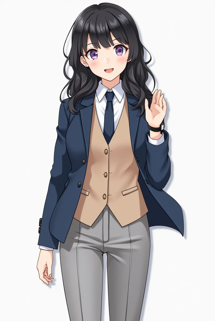 style: Manhwa Lookism, female character, hair: wavy black with a fringe ...