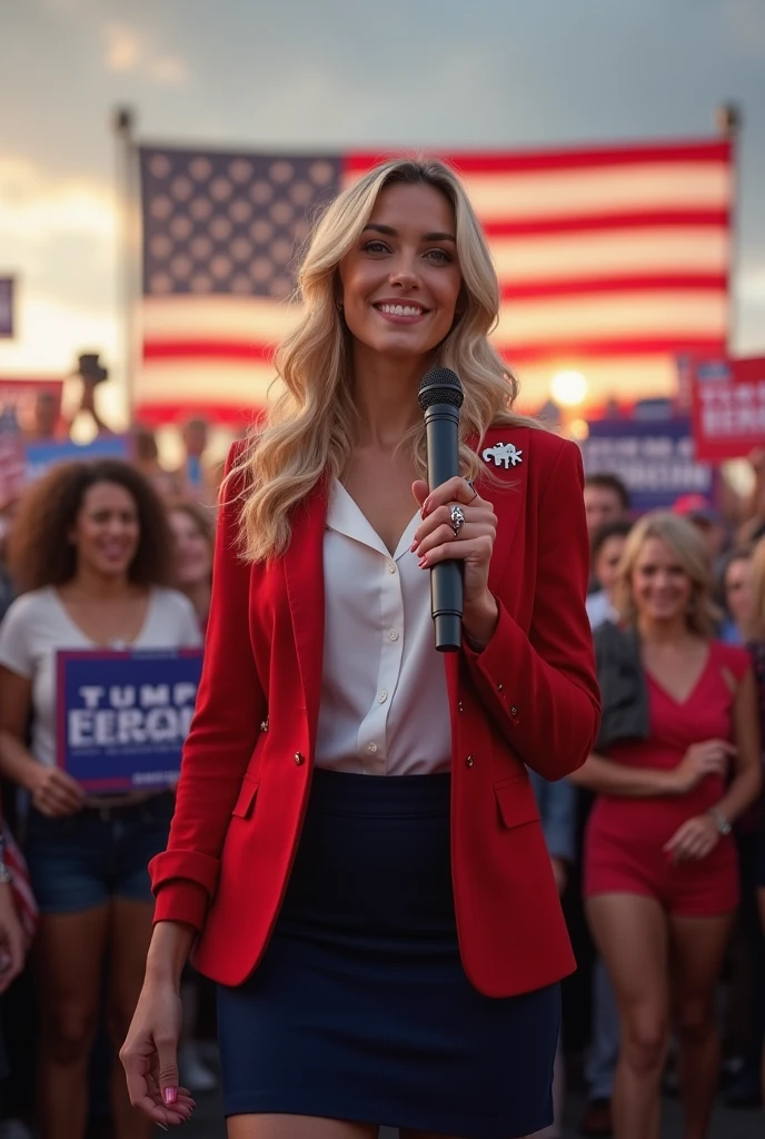 Create a photorealistic image of a confident Caucasian woman in her 30s ...