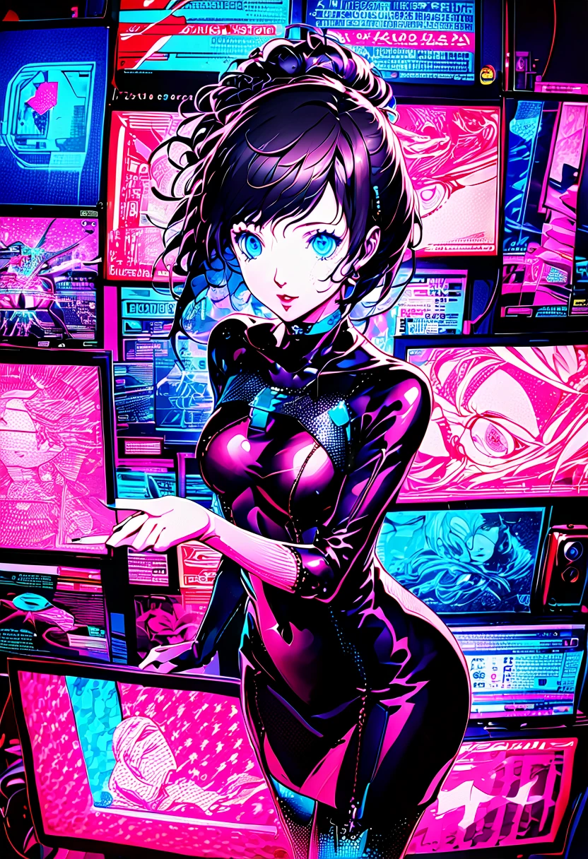 Young woman, Japanese, early 20s, corrupted persona, hyper-glamorous ...