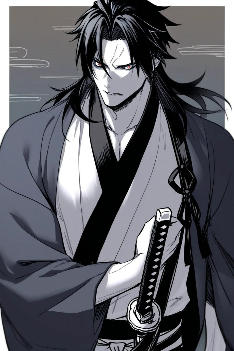 male、black hair、 has bangs、Noset、mash、white skin、thin macho - SeaArt AI