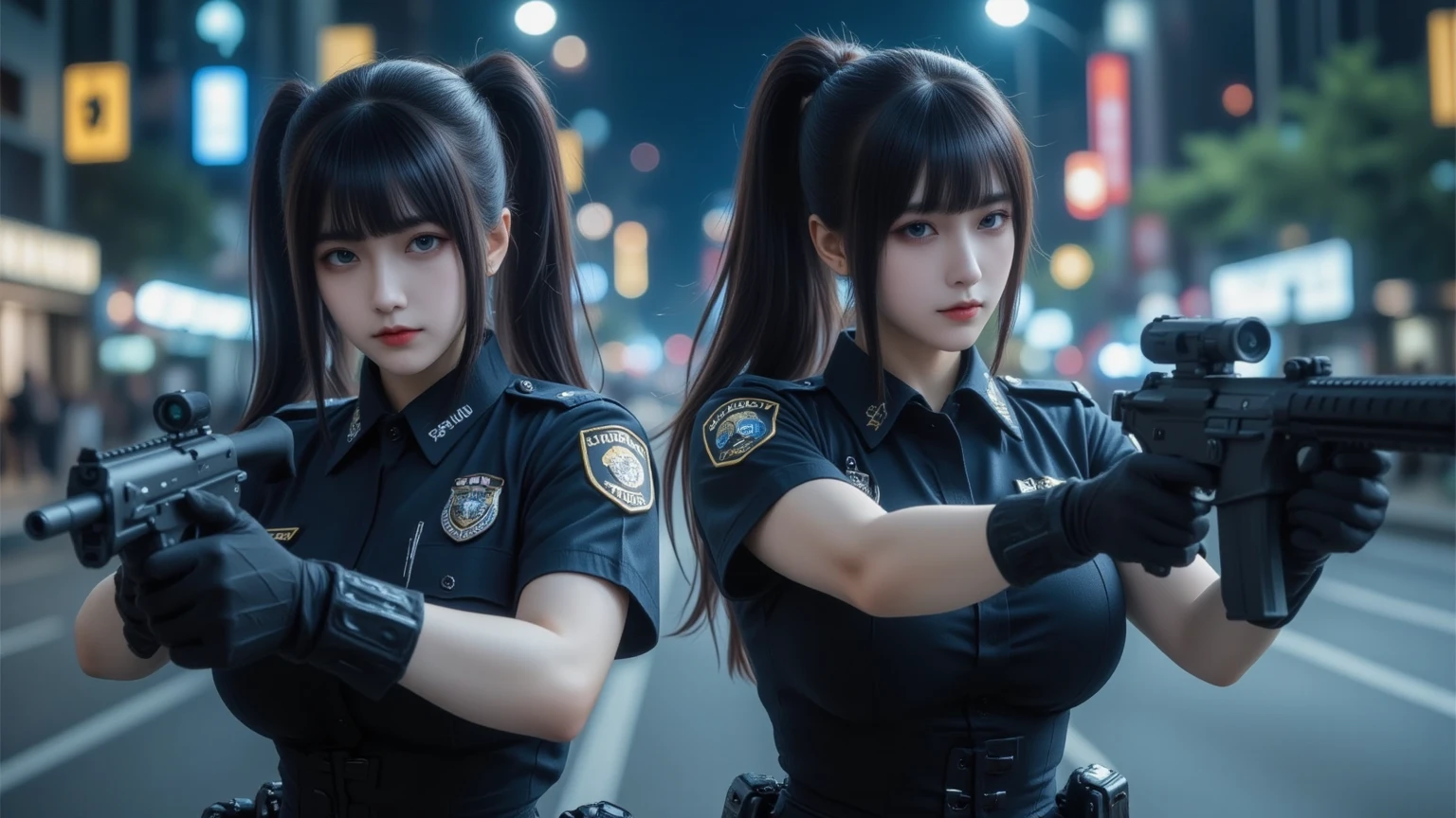 Female police during a shootout,real,Precision,Police Officer - SeaArt AI